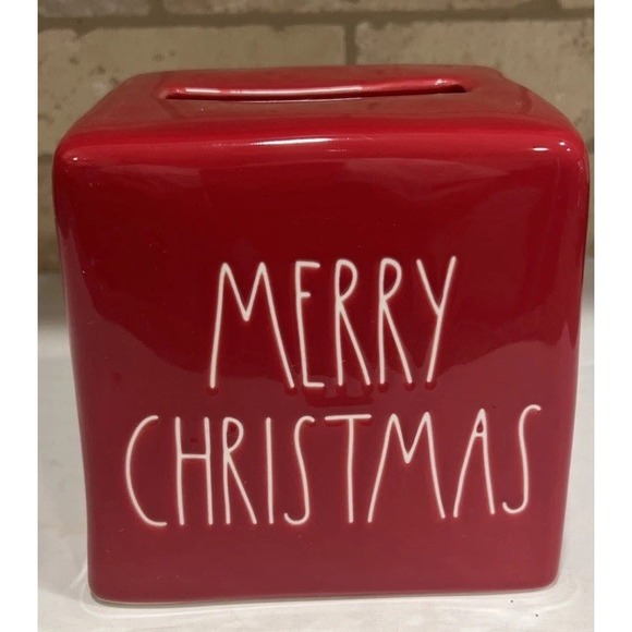 Rae Dunn | Holiday | New Rae Dunn Red Merry Christmas Ceramic Tissue ...